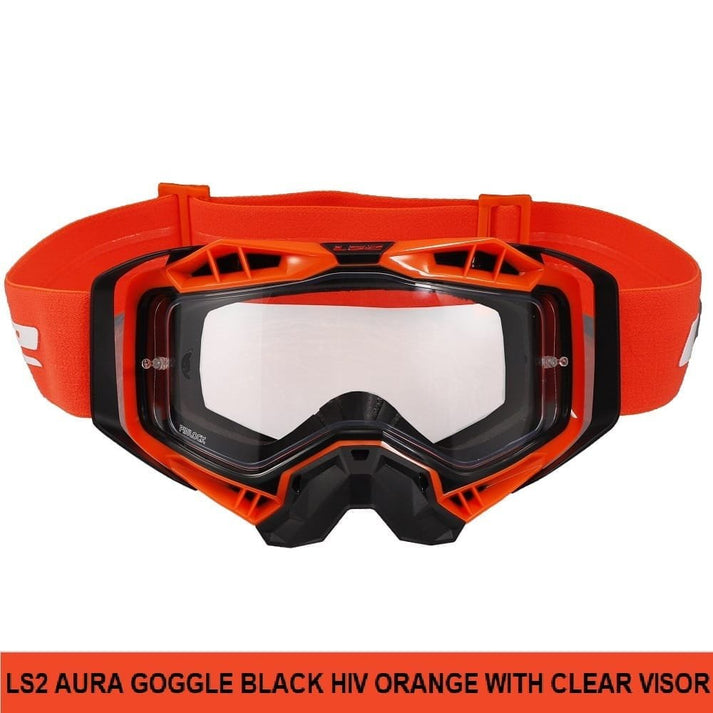 Ls2 Aura Goggle Black Hiv Orange With Clear Visor Ls2helmetsindia