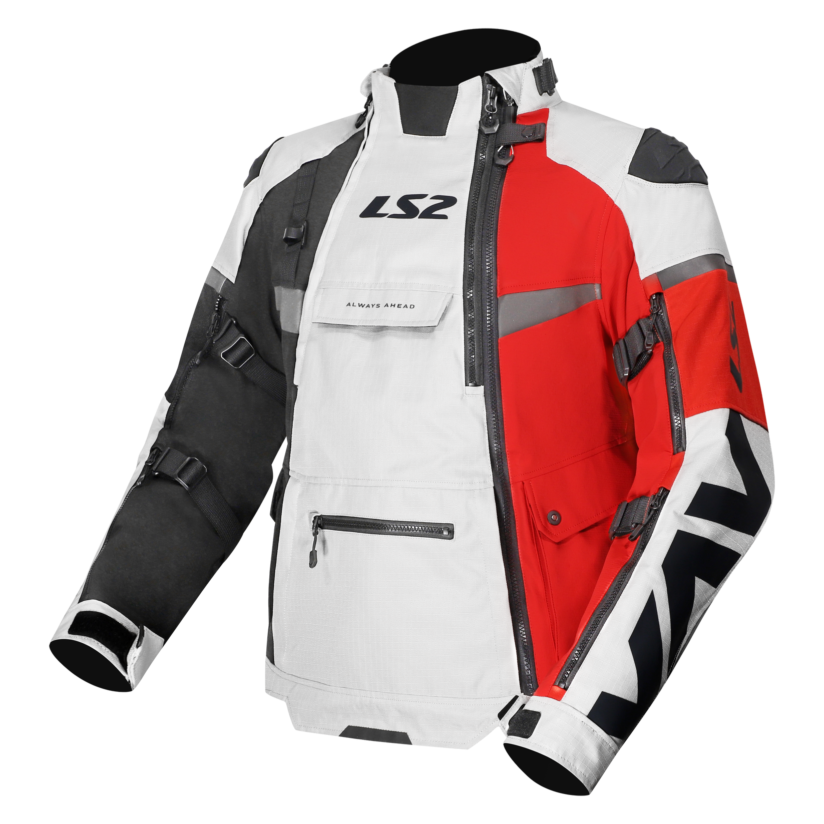 X-MASTER JACKET - BLACK GREY RED - CE CLASS AA CERTIFIED – ls2helmetsindia